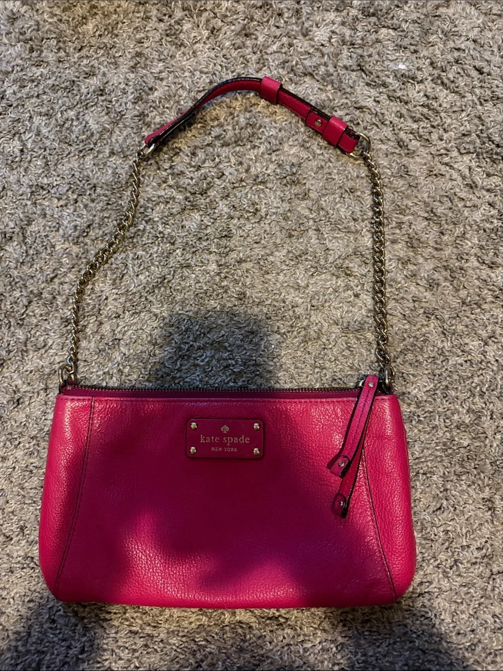 kate spade | Bags | Kate Spade Hot Pink Leather Chainhandle Crossbody ...